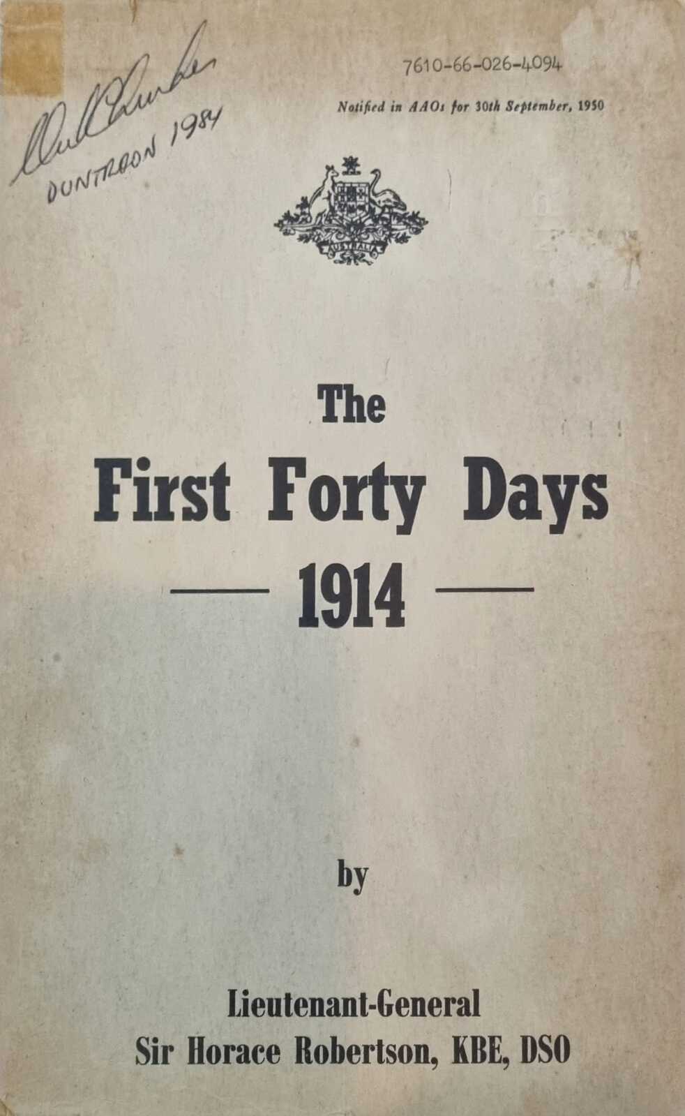 The First Forty Days - 1914
